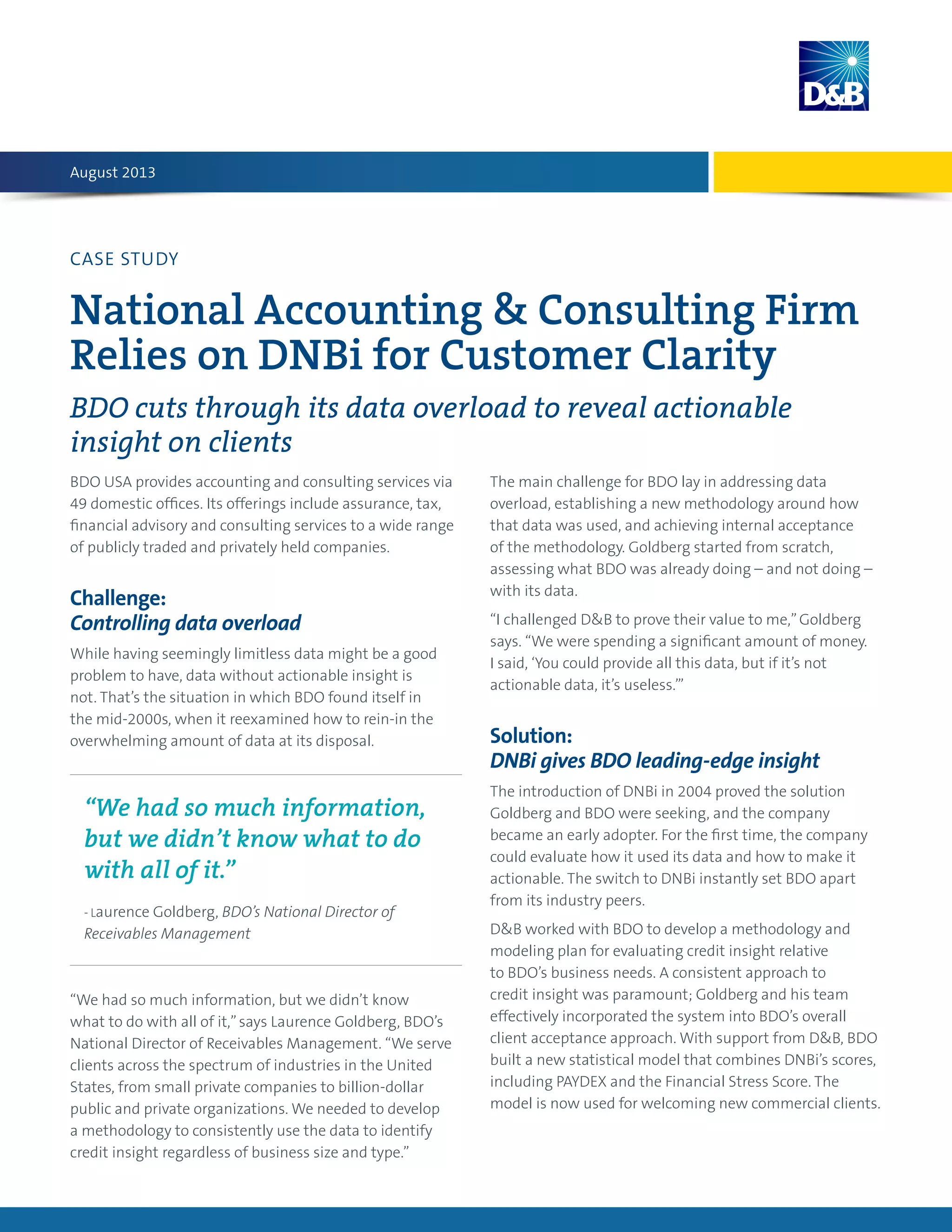 BDO USA Relies on DNBi for Customer Clarity | PDF