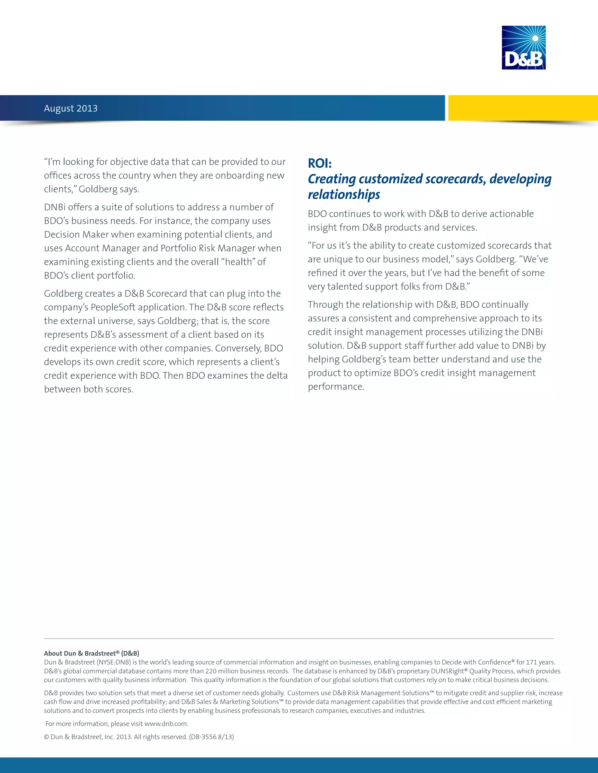BDO USA Relies on DNBi for Customer Clarity | PDF