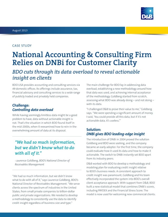 BDO USA Relies on DNBi for Customer Clarity | PDF