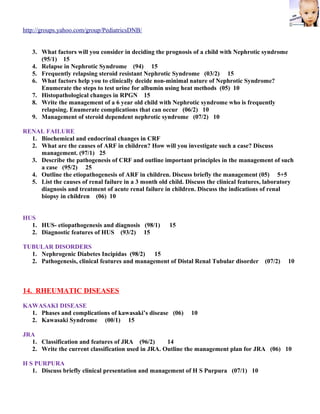 Dnb Pediatrics Theory Question bank | PDF