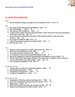 Dnb Pediatrics Theory Question bank | PDF