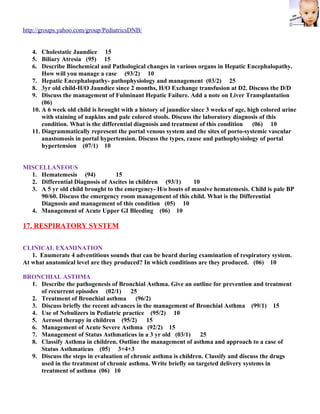 Dnb Pediatrics Theory Question bank | PDF