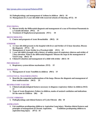 Dnb Pediatrics Theory Question bank | PDF