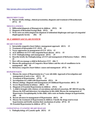Dnb Pediatrics Theory Question bank | PDF