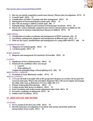 Dnb Pediatrics Theory Question bank | PDF