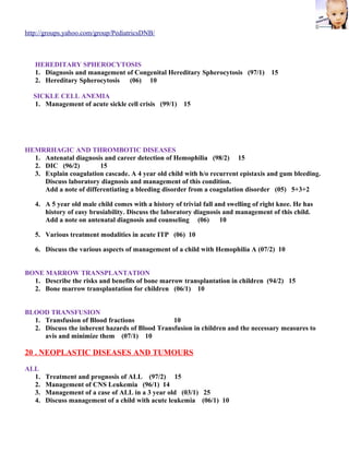 Dnb Pediatrics Theory Question bank | PDF