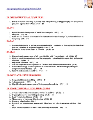 Dnb Pediatrics Theory Question bank | PDF