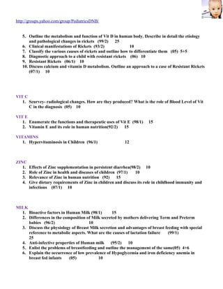 Dnb Pediatrics Theory Question bank | PDF