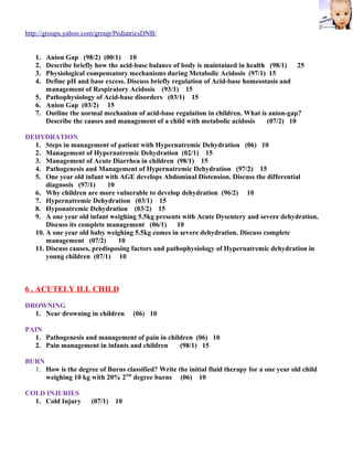 Dnb Pediatrics Theory Question bank | PDF