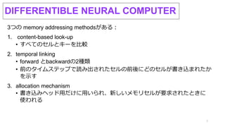 IMPROVING DIFFERENTIABLE NEURAL COMPUTERS THROUGH MEMORY MASKING, DE-ALLOCATION, AND LINK ...
