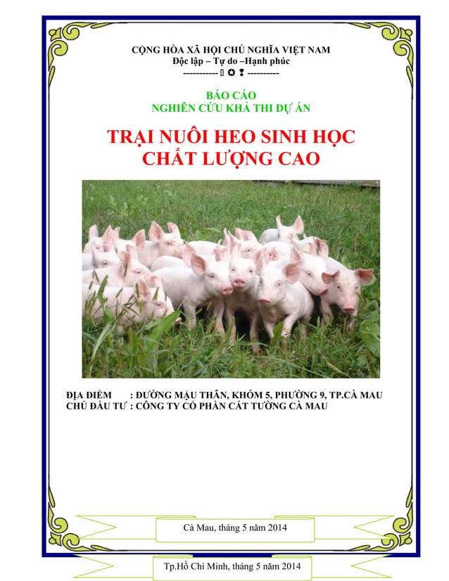 Dự án chăn nuôi heo sinh học chất lượng cao | DOC