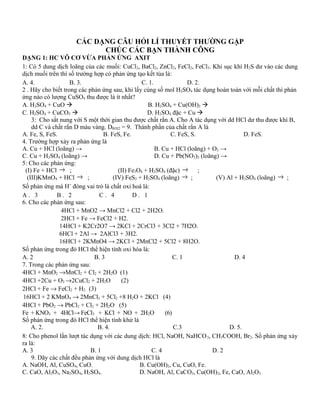 Dạng 1 hc vô cơ phản ứng axit photo | PDF