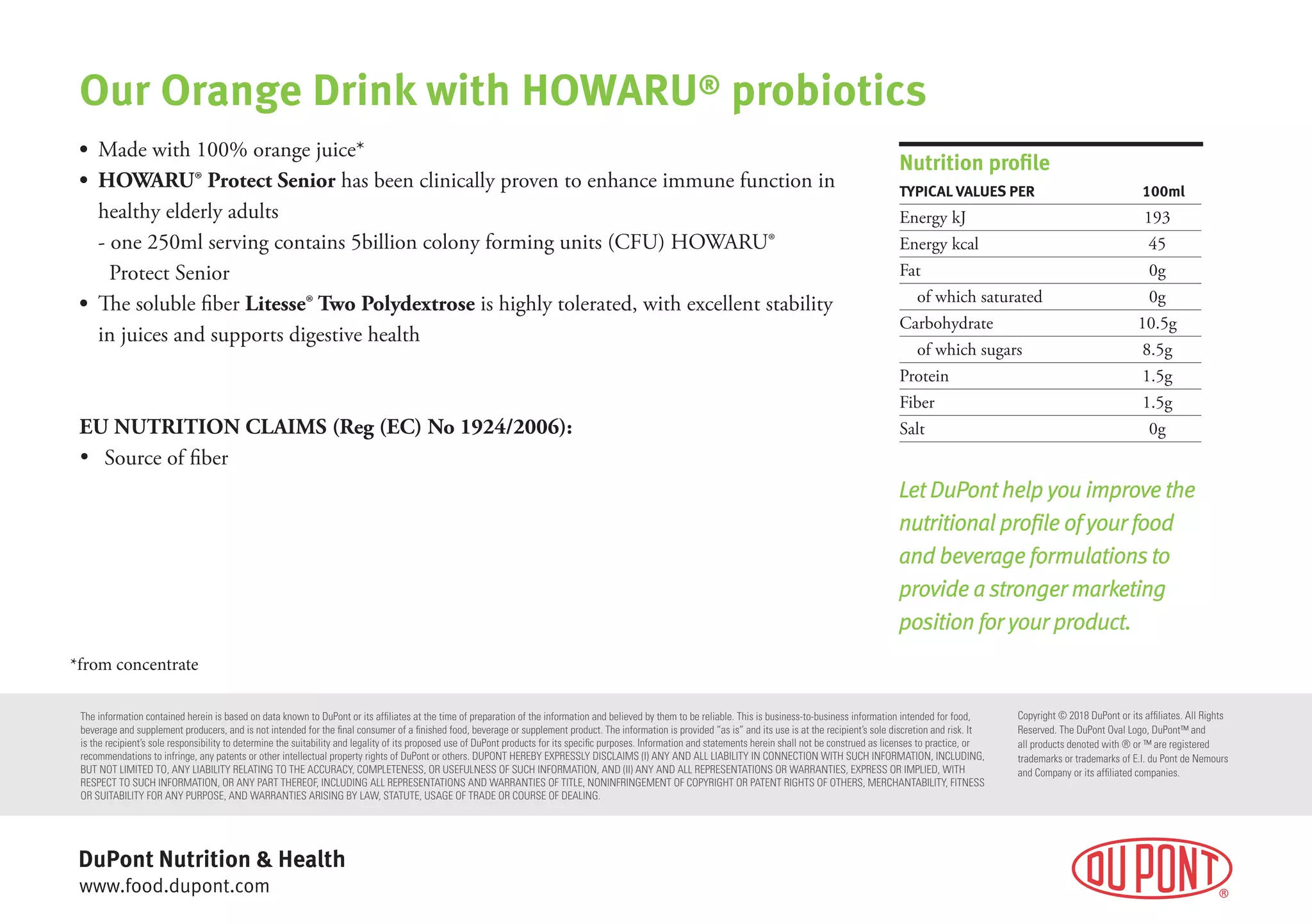 ORANGE DRINK WITH HOWARU® PROTECT SENIOR | PPT