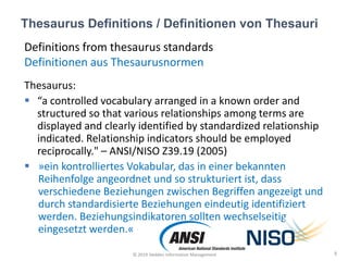 Thesauri for Indexing Support / Thesauri zur Unterstützung der ...