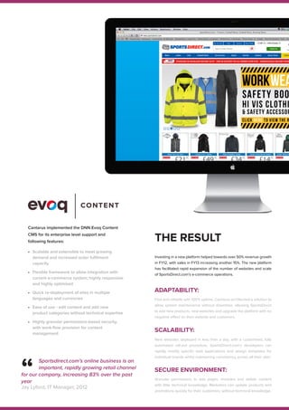 DNN Evoq Content E-commerce case study - Sports Direct delivered by Cantarus | PDF