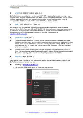 Dnn developer contact us user manual | PDF