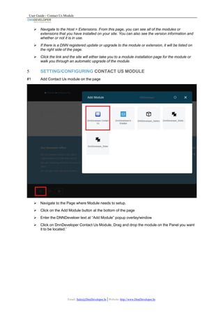 Dnn developer contact us user manual | PDF