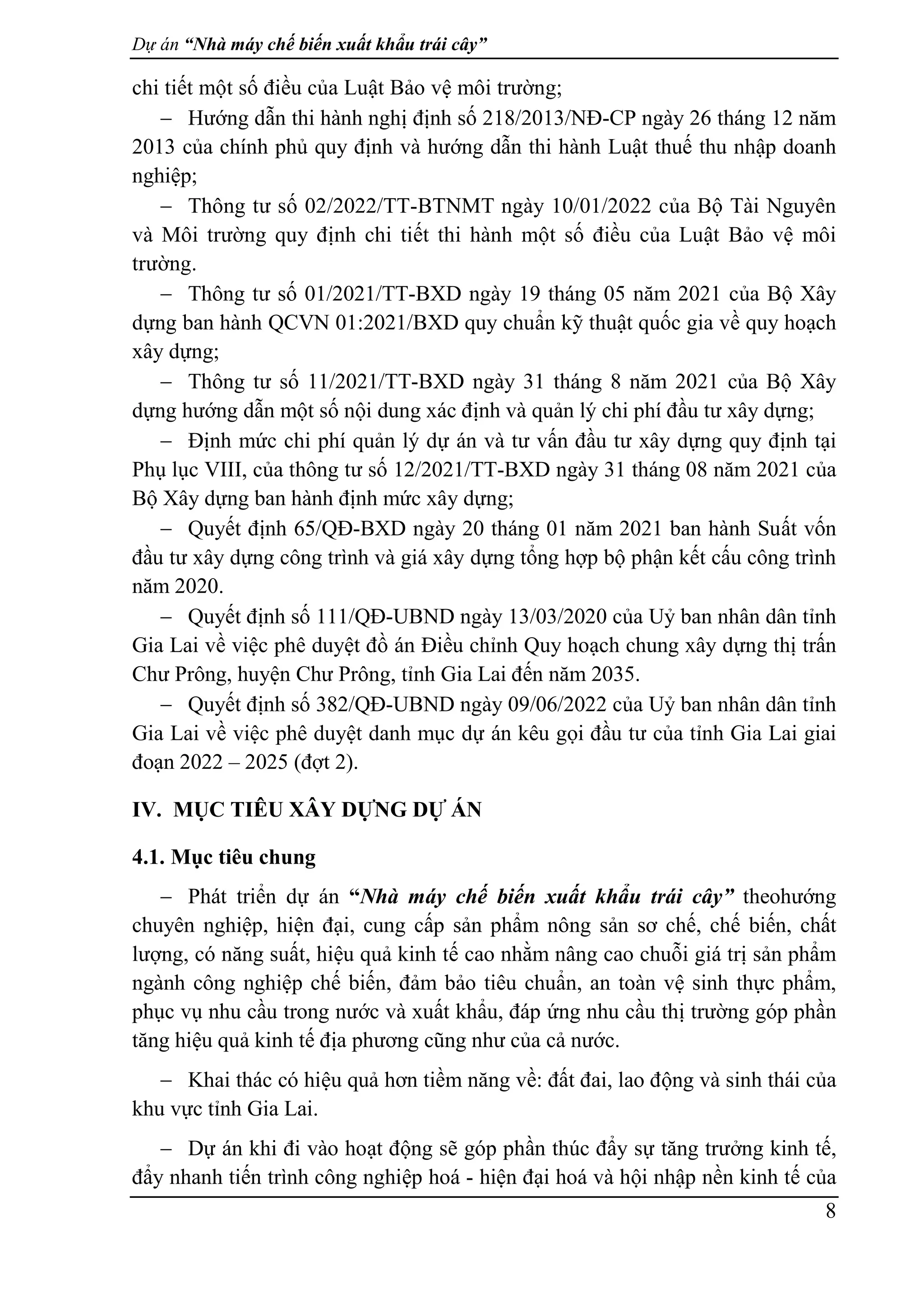 DỰ ÁN NHÀ MÁY CHẾ BIẾN TRÁI CÂY | DOCX