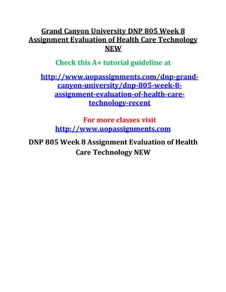 DNP 805 Entire Course NEW | PDF