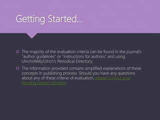 DNP Project Journal Selection Review Criteria | PPTX