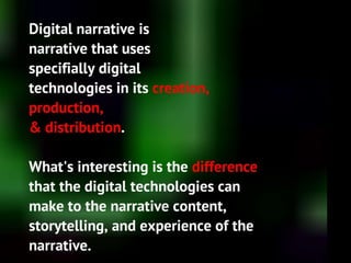 Digital Narrative Theory & Practice: Recap | PPTX