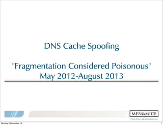 DNS fragmentation attacks - the dangers of not validating DNSSEC | PDF