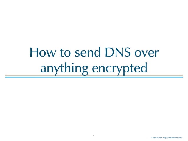 How to send DNS over anything encrypted | PPT
