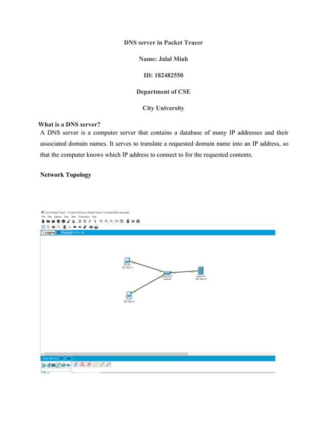 DNS server packet tracer | PDF
