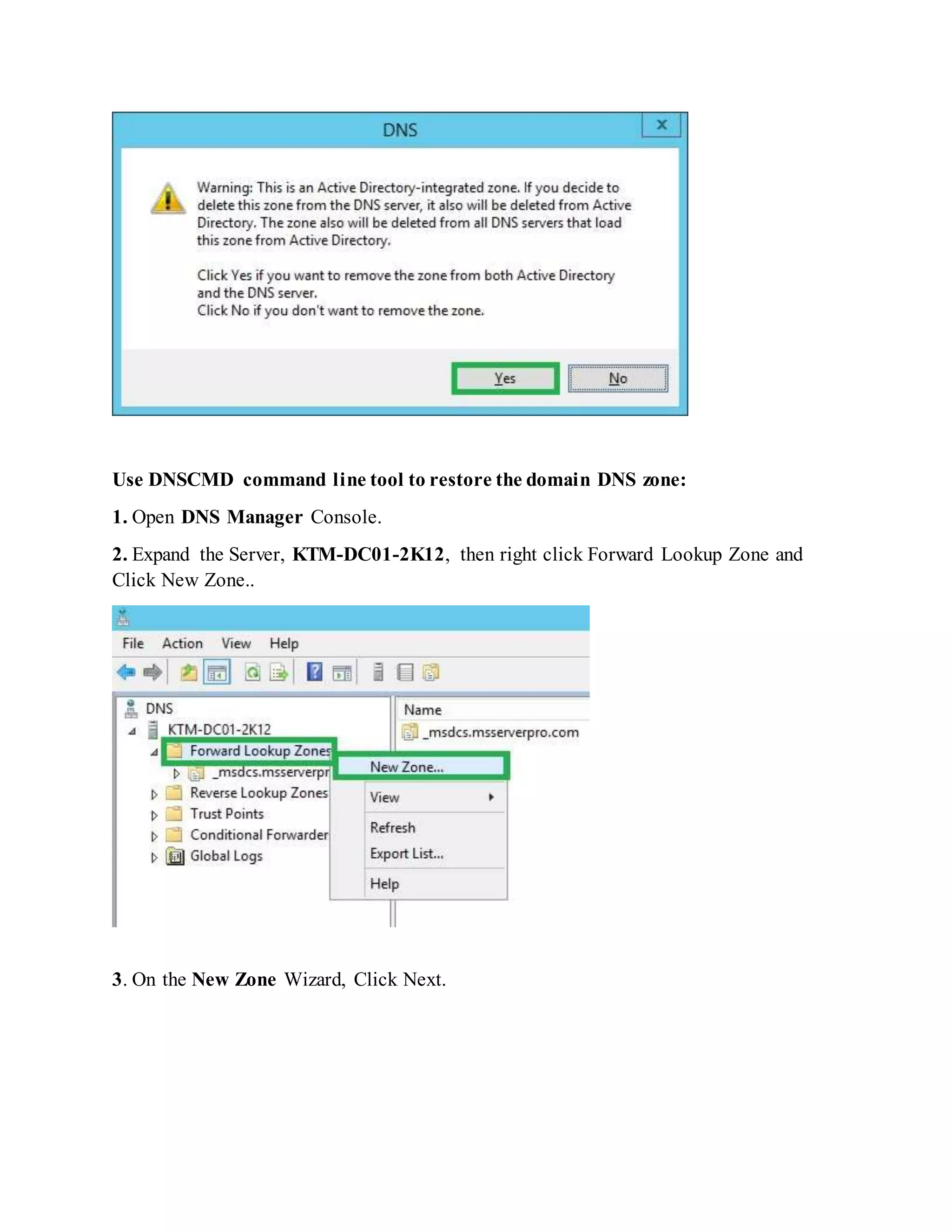 Dns backup and recovery in windows server 2012 r2 | DOCX
