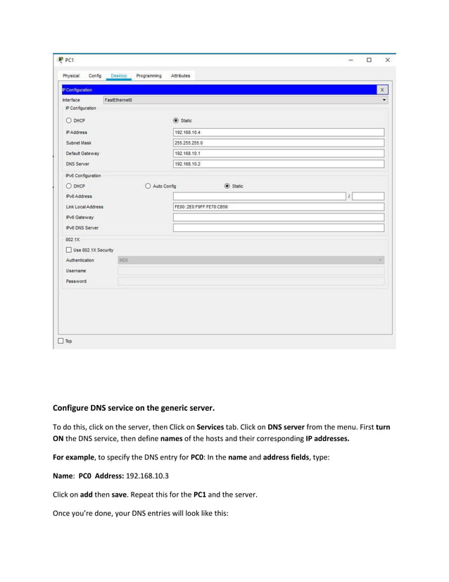 Dns Server Configuration In Packet Tracer Pdf Computer Networking Computing