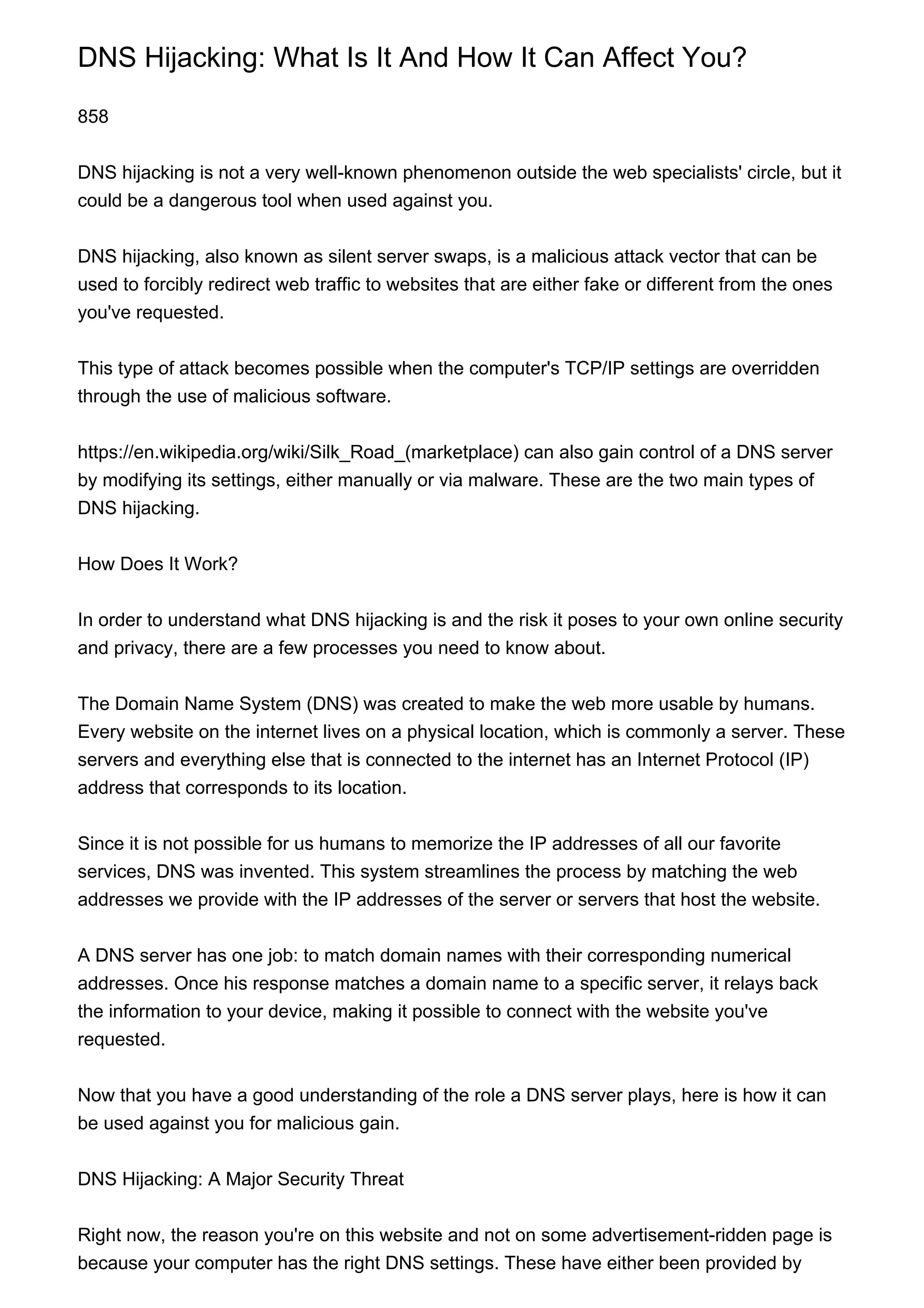 DNS Hijacking: What Is It And How It Can Affect You? | PDF