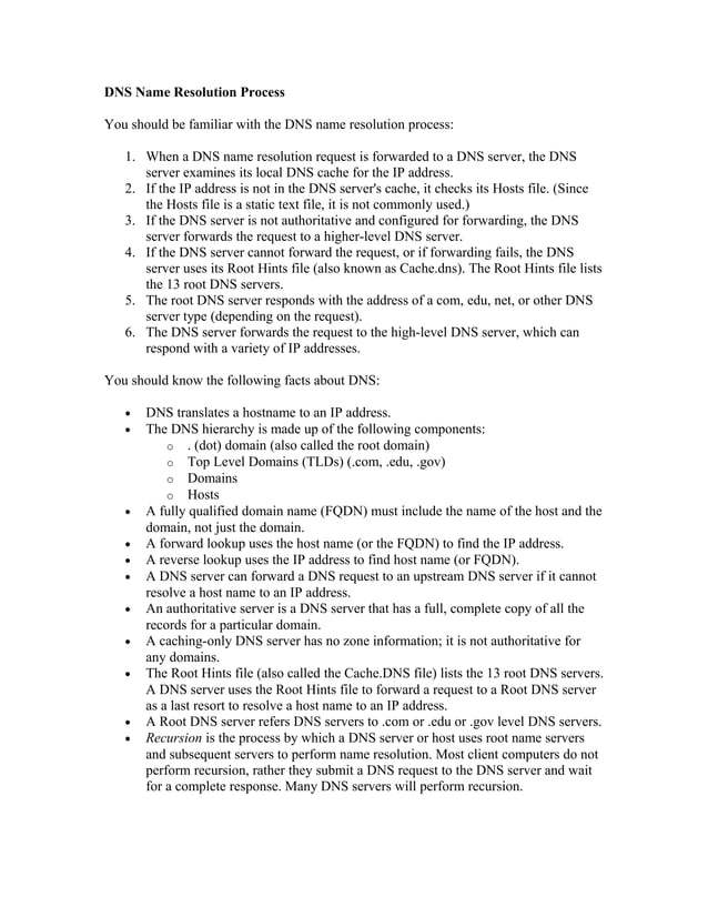 Dns name resolution process | DOC