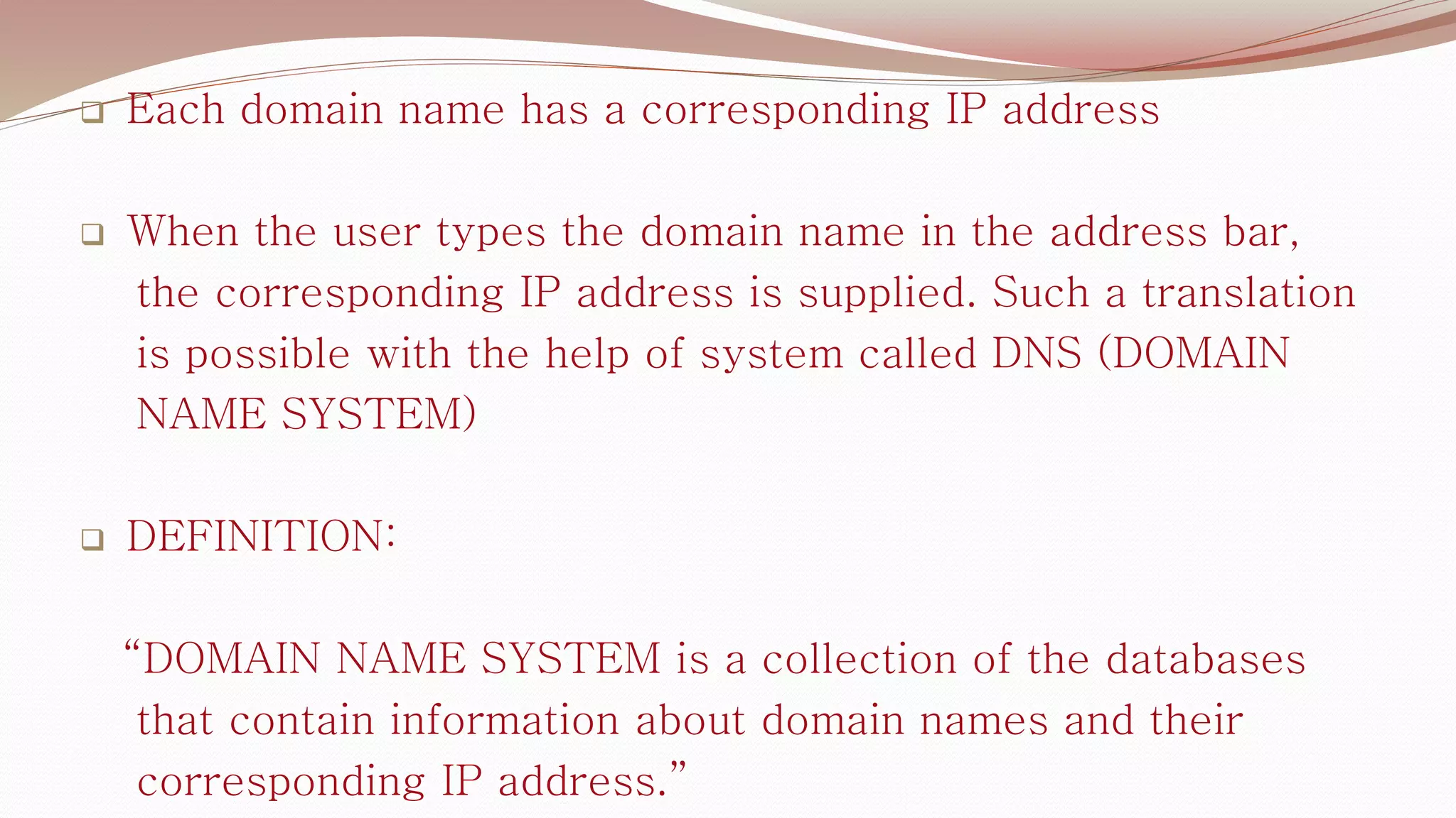 Domain name system presentation | PPTX