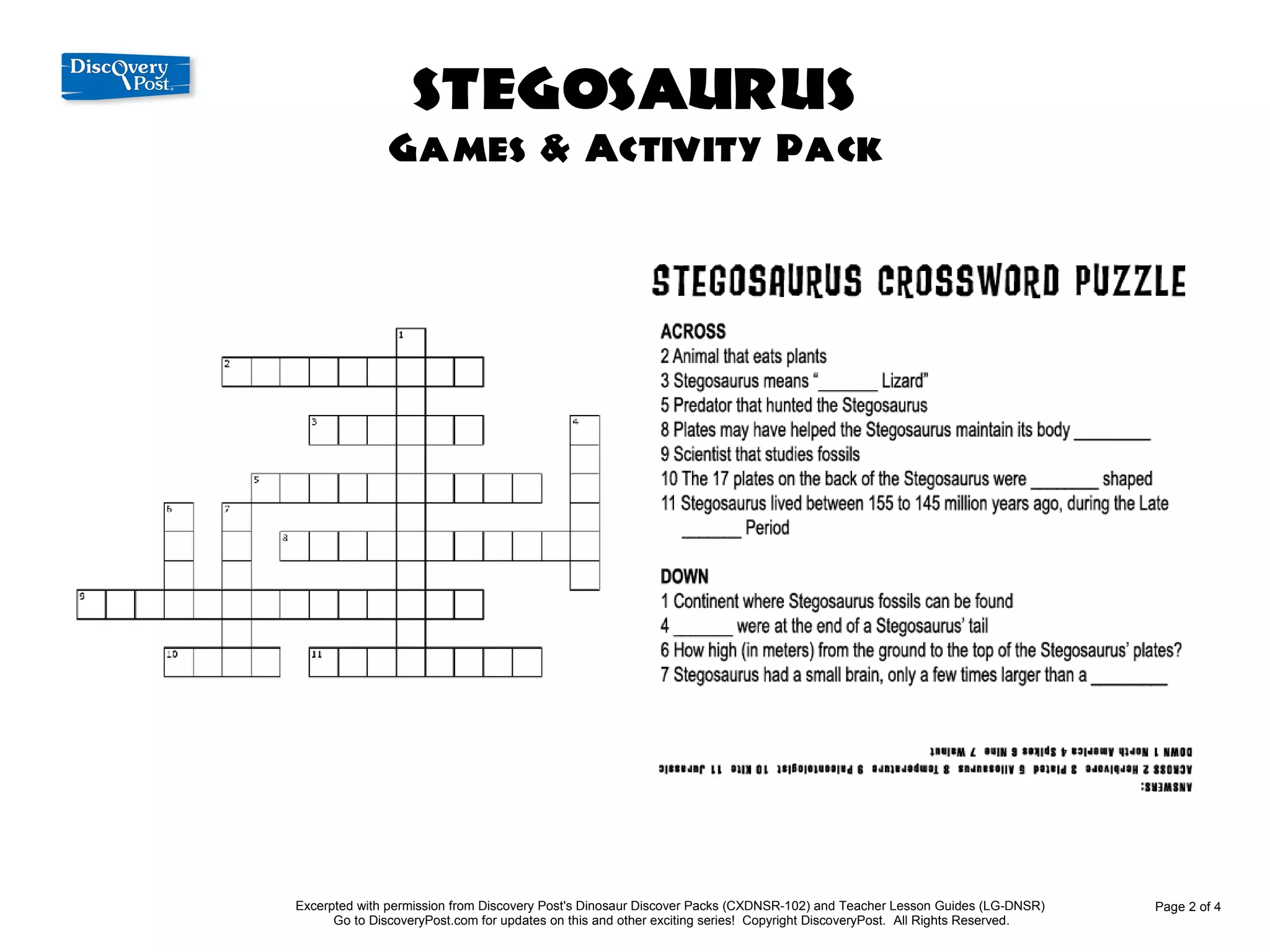 DNSR 102 Stegosaurus Activities | PDF