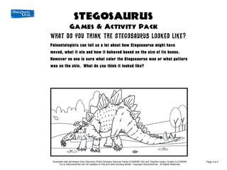 DNSR 102 Stegosaurus Activities | PDF