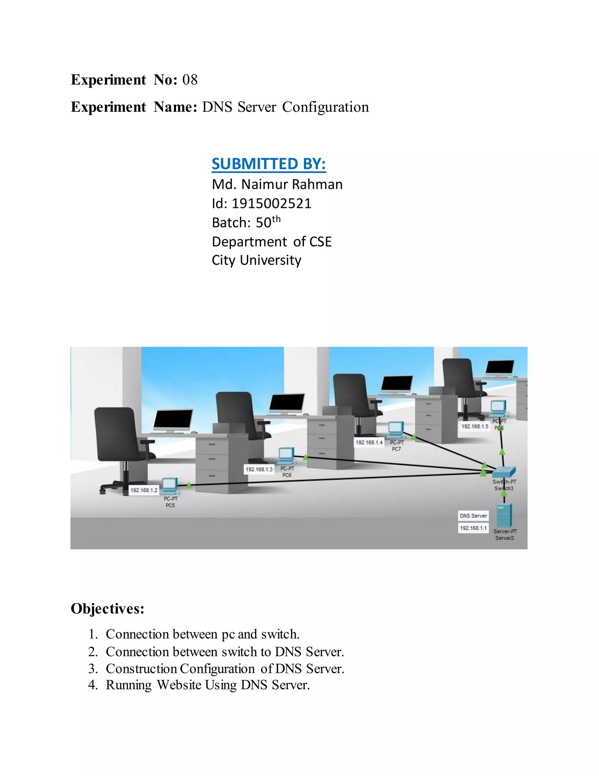 DNS Server Configuration in Cisco Packet Tracer | DOCX | Computer Networking | Computing