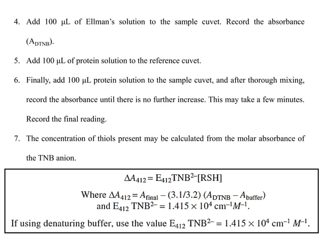 PROTEOMICS -DTNB ASSAY | PDF | Chemistry | Science