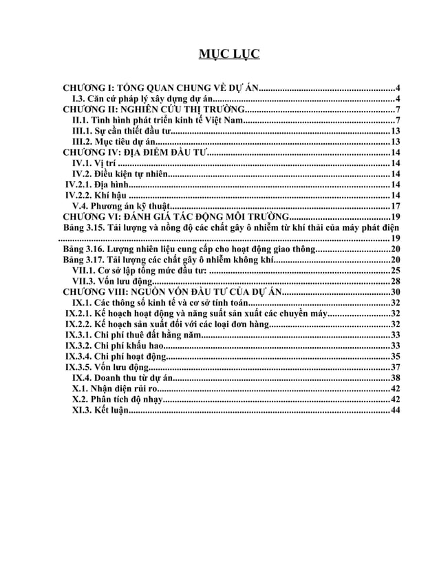 Dự án đầu tư máy móc mở rộng sản xuất xưởng may | DOC