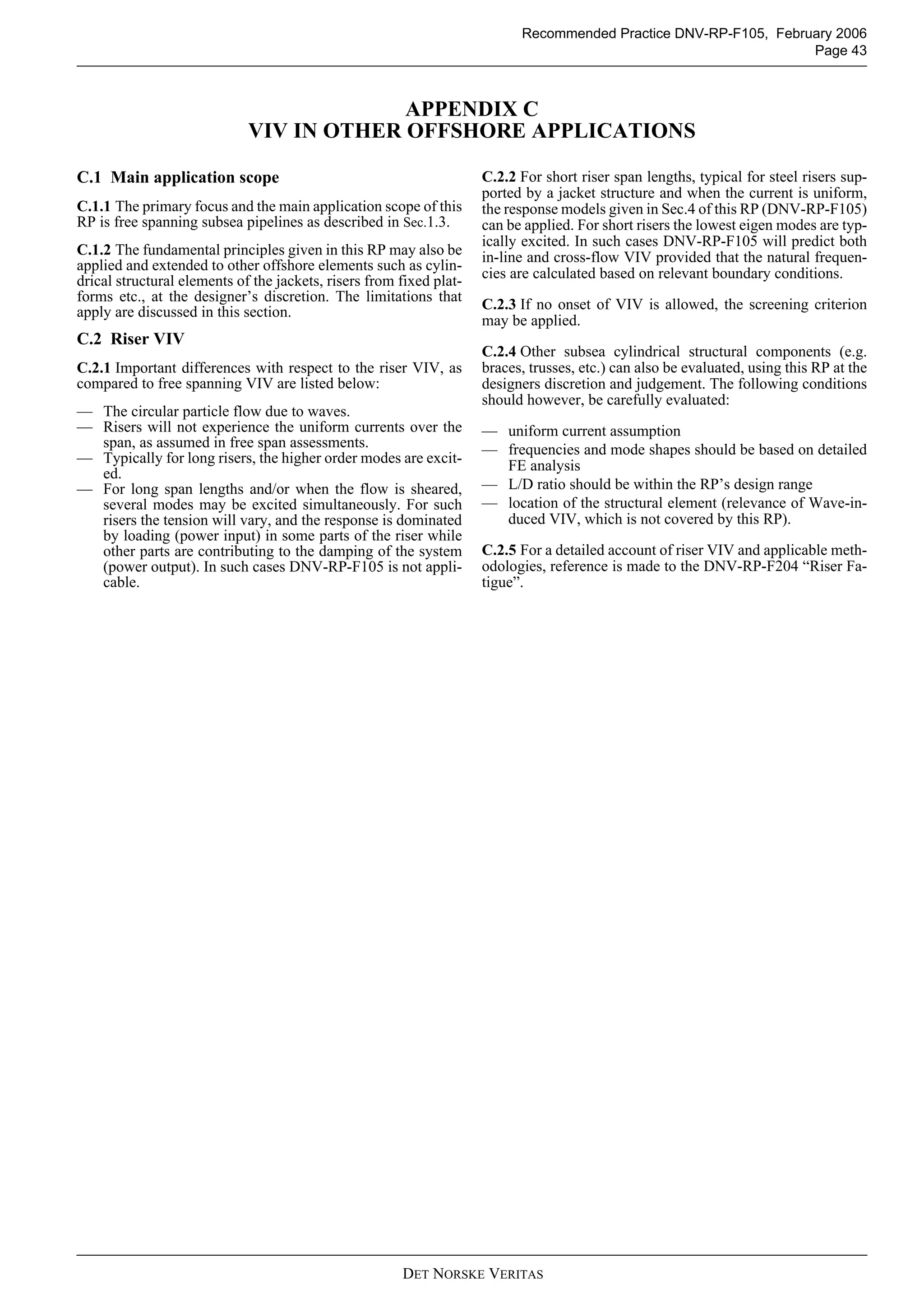 Dnv rp-f105 (2006) - free spanning pipelines | PDF