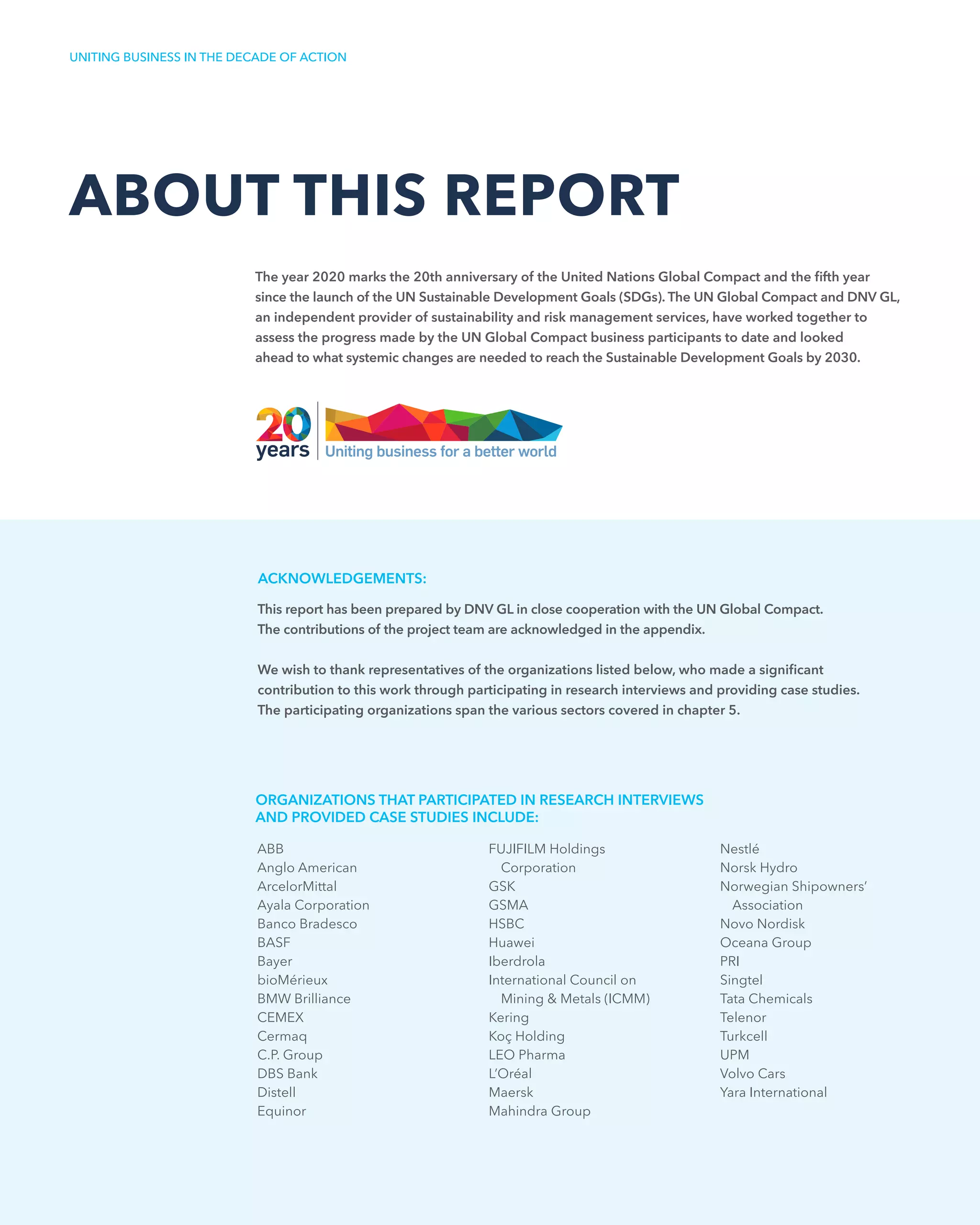 DNV Report: 20 years UN Global Compact: Uniting business in the decade ...