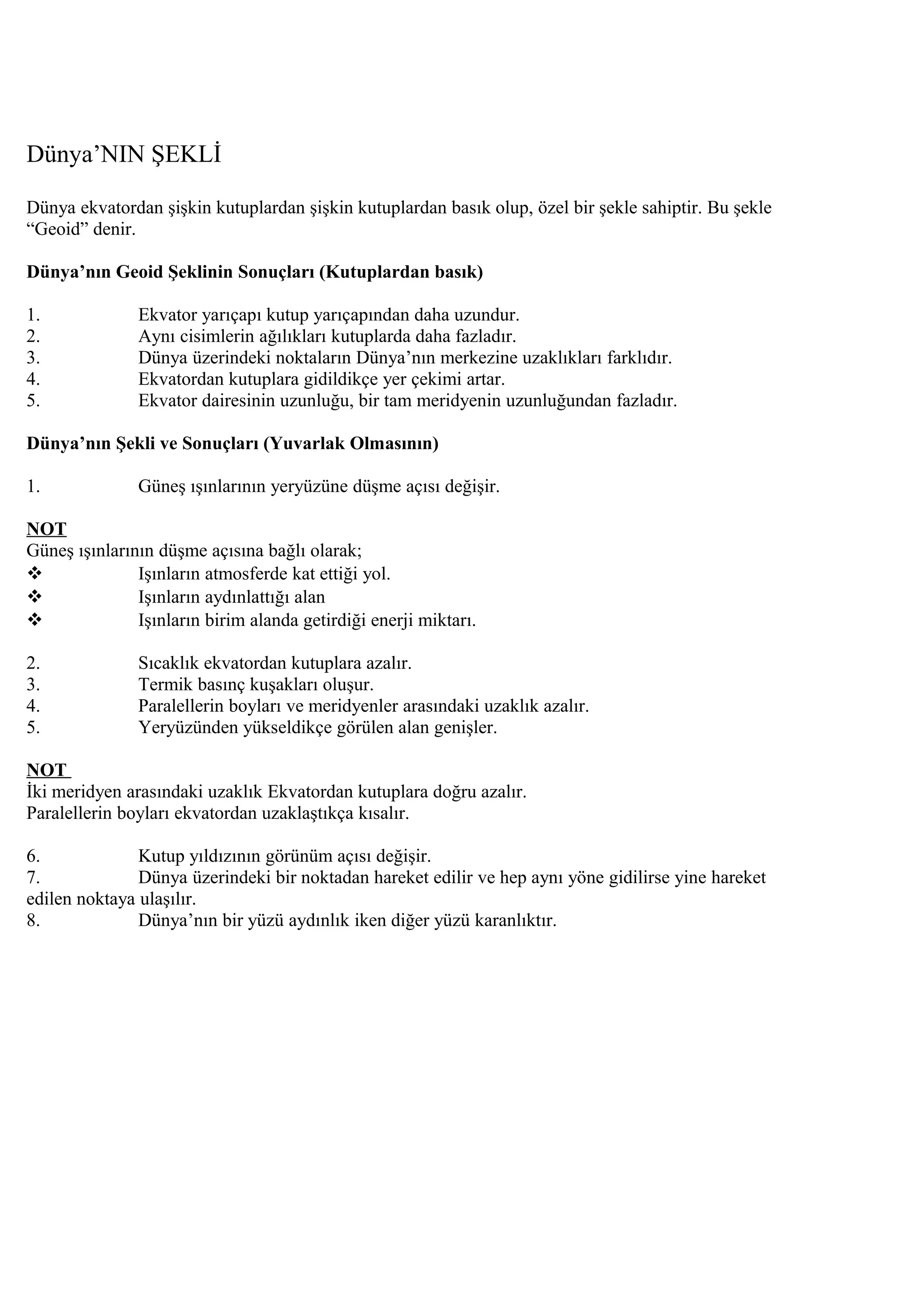 Dünya'nın şekli | DOC