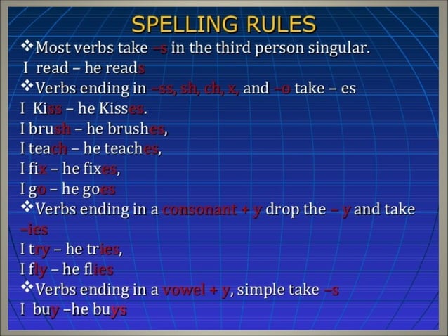 He- She - Verb endings -spelling rules | PPT