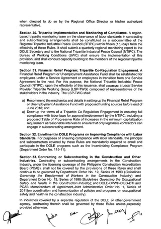 Do 174 17 rules implementing articles 106 to 109 of the labor code, as ...