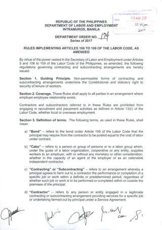 Do 174 17 rules implementing articles 106 to 109 of the labor code, as ...