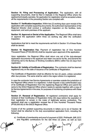 Do 174 17 rules implementing articles 106 to 109 of the labor code, as ...