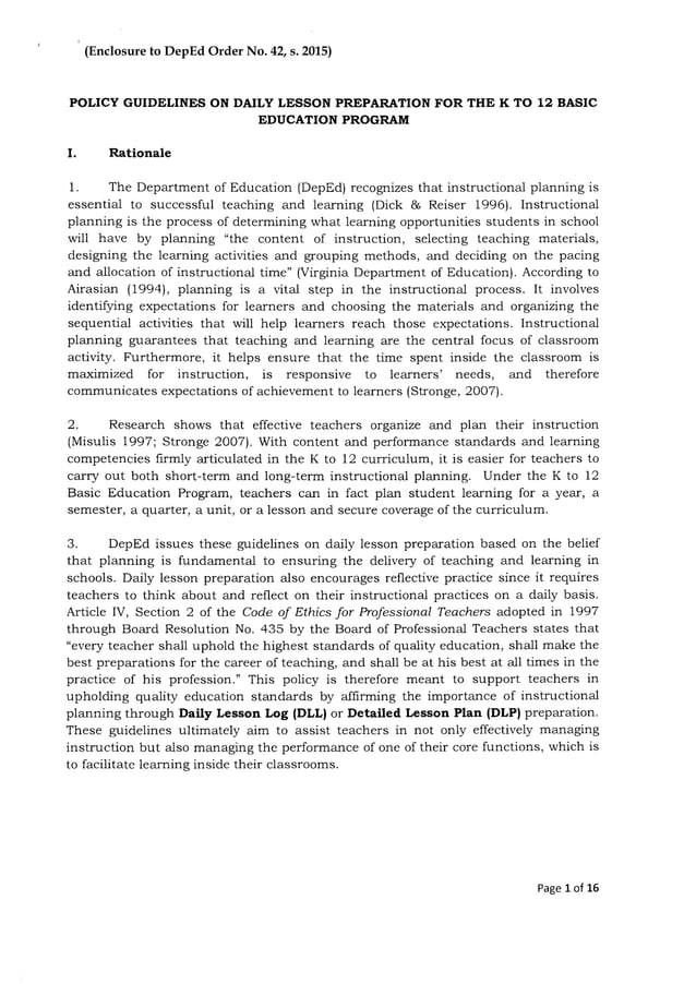 Lesson, PLan, Instructional Planning memo | PDF