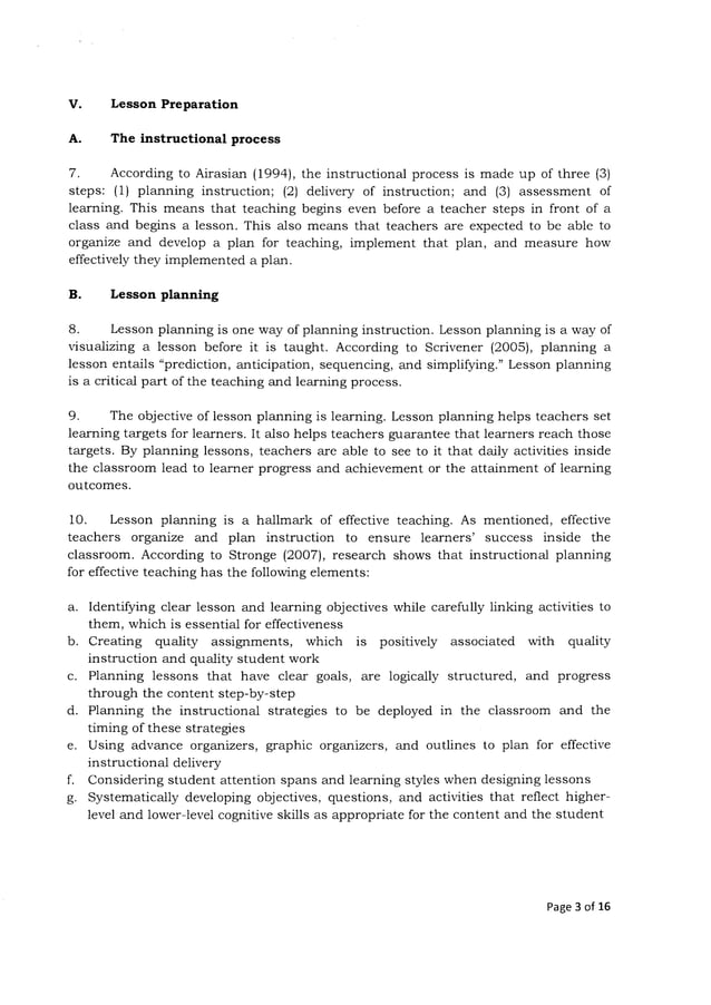 Lesson, PLan, Instructional Planning memo | PDF