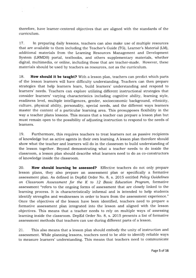 Lesson, PLan, Instructional Planning memo | PDF