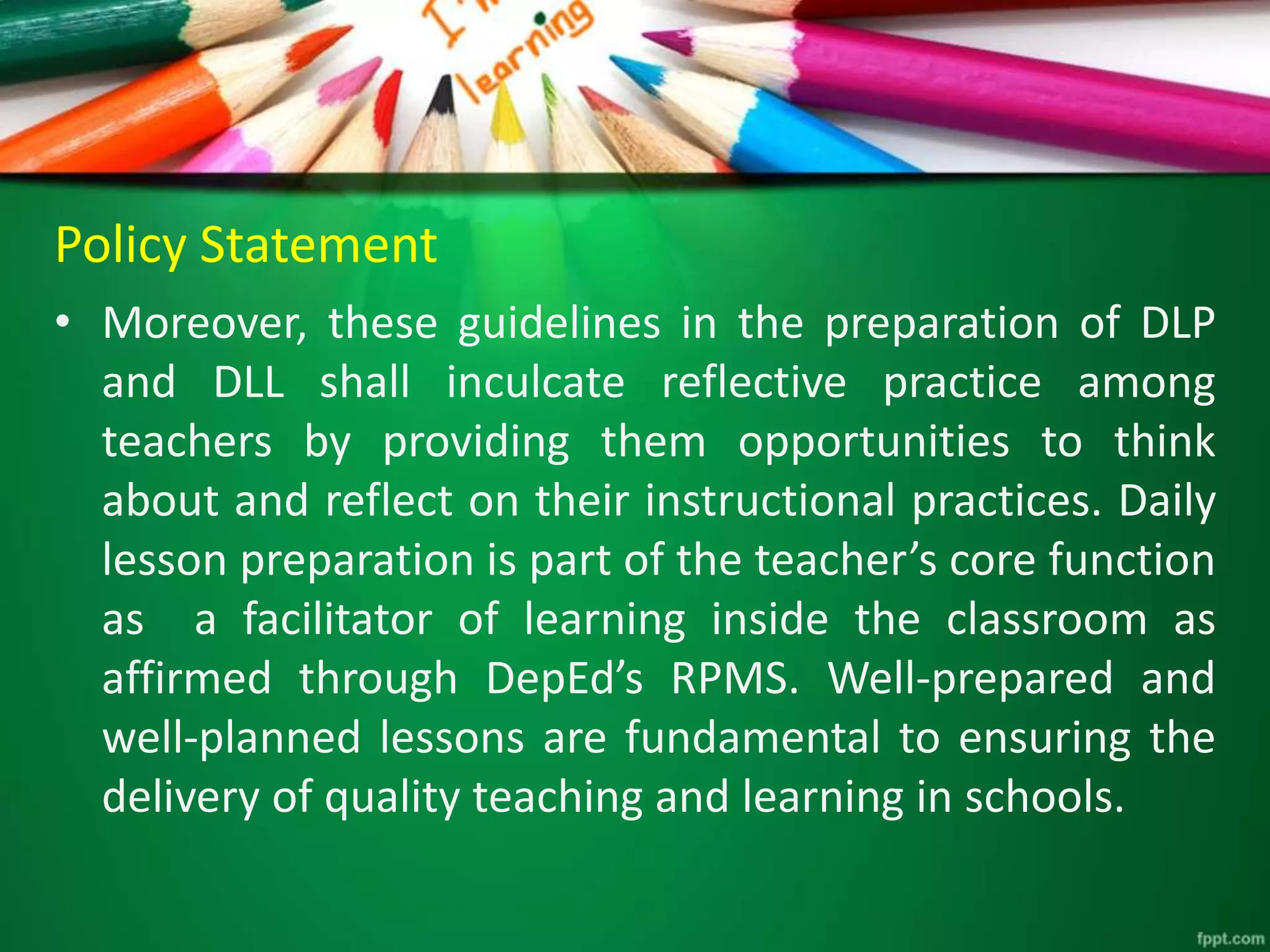 Do 42 s. 2016 Policy Guidelines on Daily Lesson Preparation for the K ...
