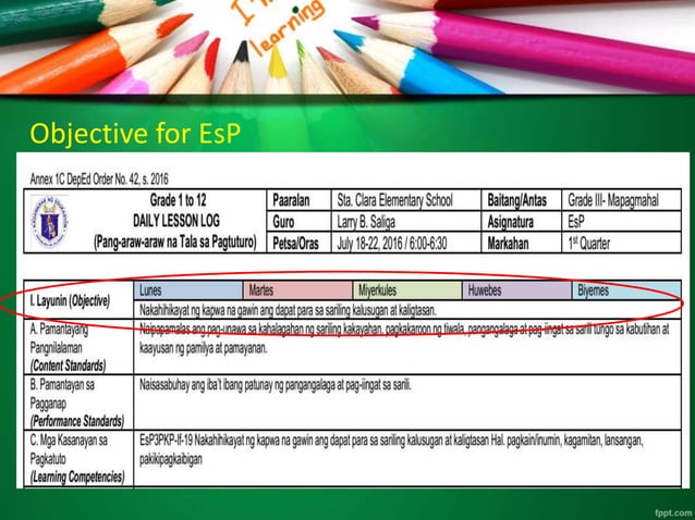 Do 42 s. 2016 Policy Guidelines on Daily Lesson Preparation for the K ...